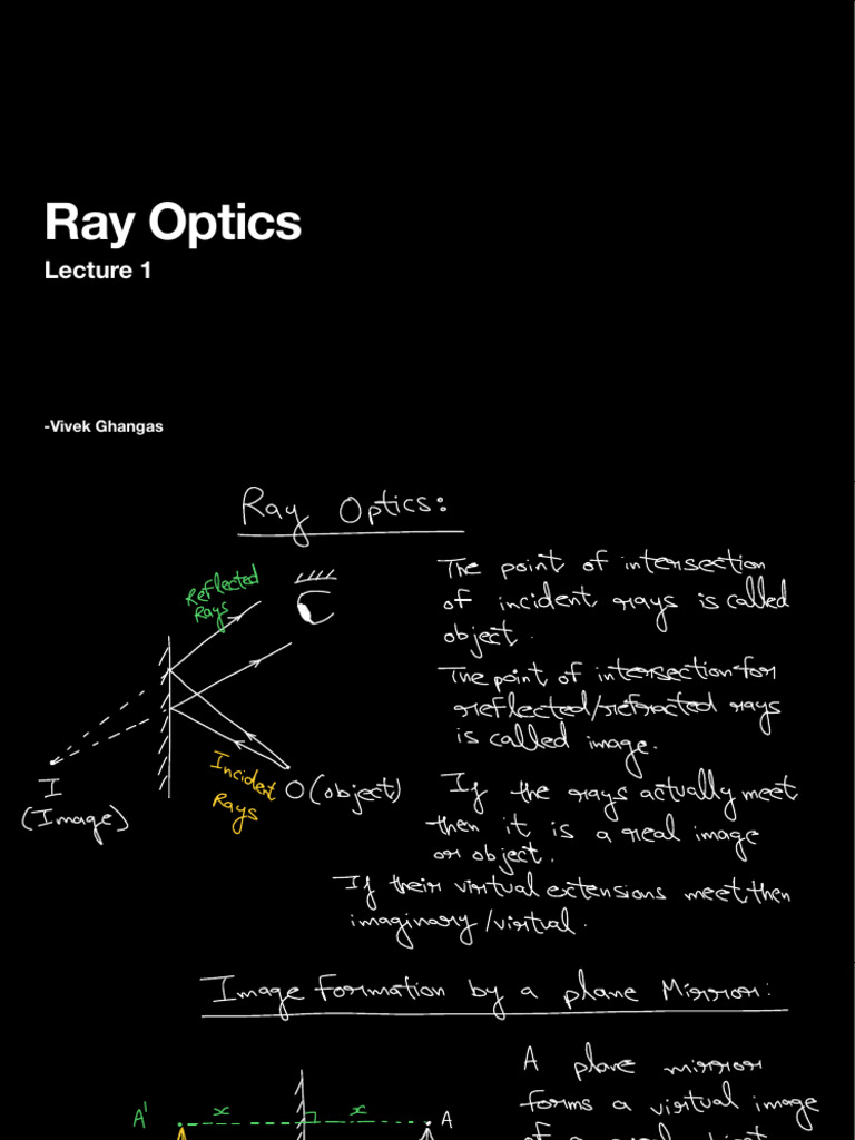 Ray Optics Lecture 1 C26 Aundh Wiz | PDF