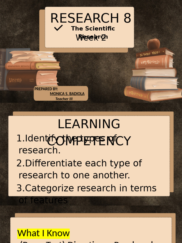 Research 8 Week 2 | PDF | Scientific Method | Basic Research
