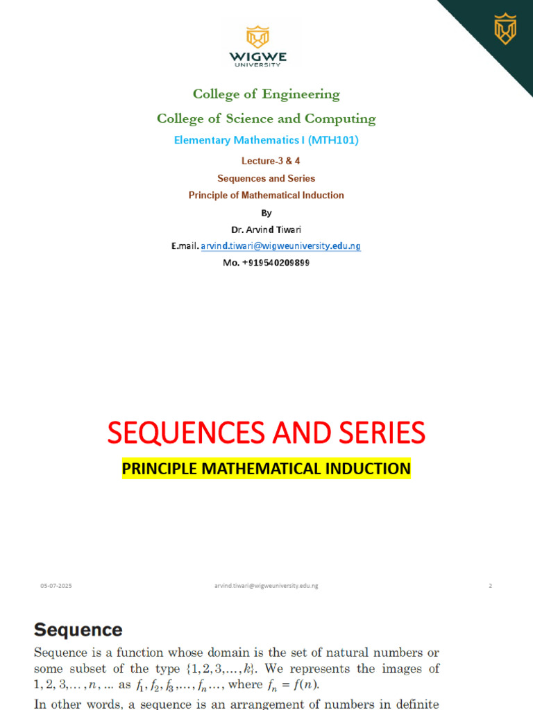 Sequences and Series | PDF | Mathematical Proof | Mathematical Concepts