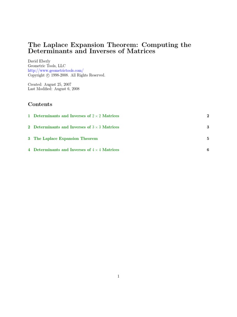 Laplace Expansion Theorem | PDF | Determinant | Matrix (Mathematics)
