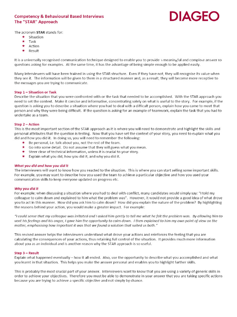 STAR Method Approach | PDF