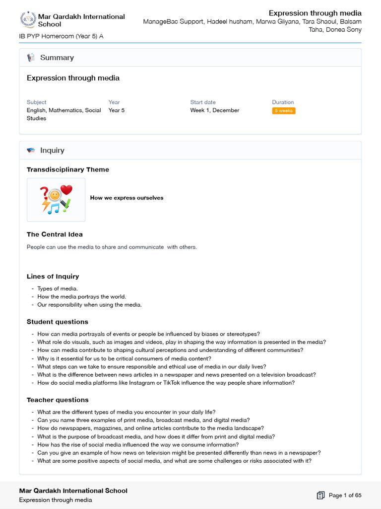Year 5 Media Expression Overview | PDF | Cyberbullying | Social Media