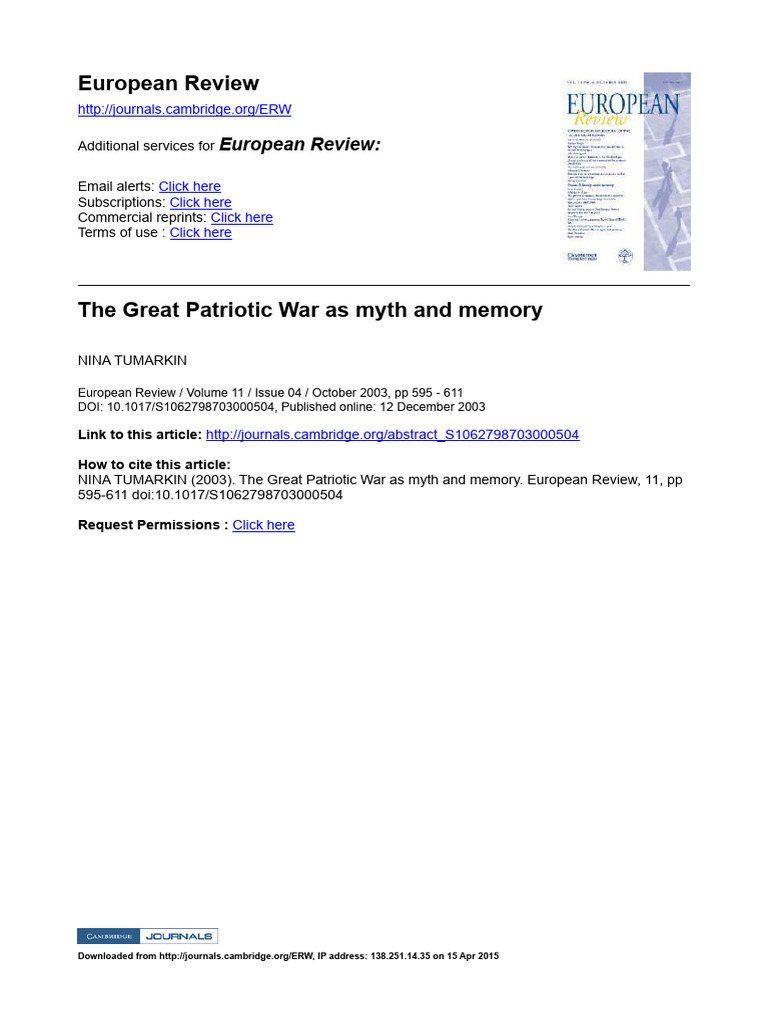 Great Patriotic War: Myth and Memory | PDF | Joseph Stalin