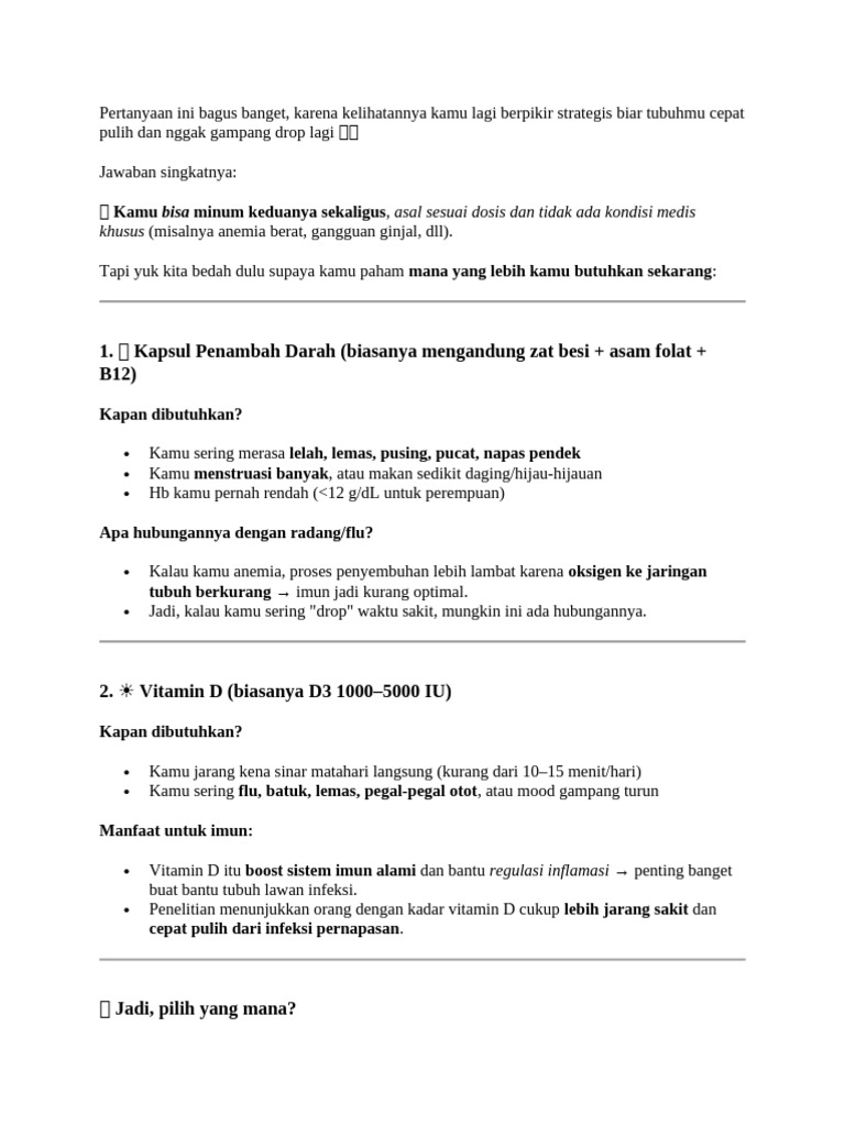 Kapsul Penambah Darah Dan Vitamin D | PDF