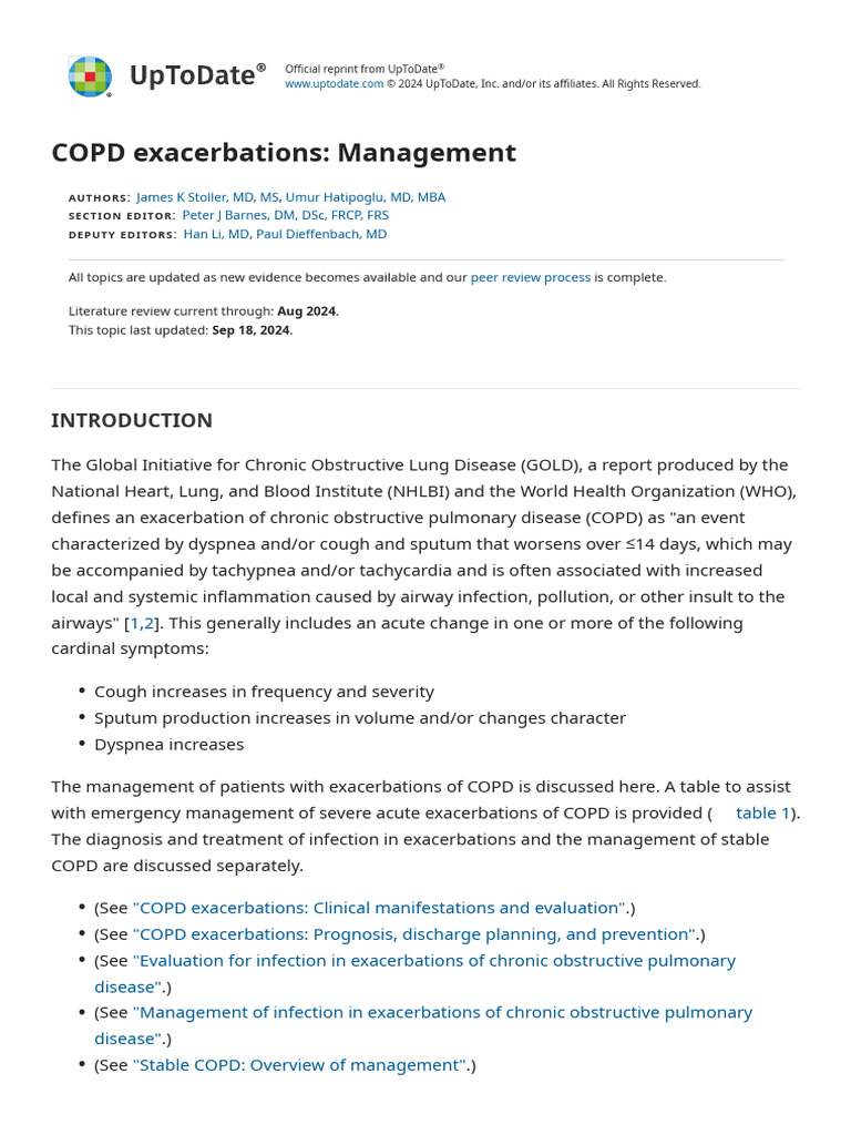 COPD Exacerbation Management Guidelines | PDF | Chronic Obstructive ...
