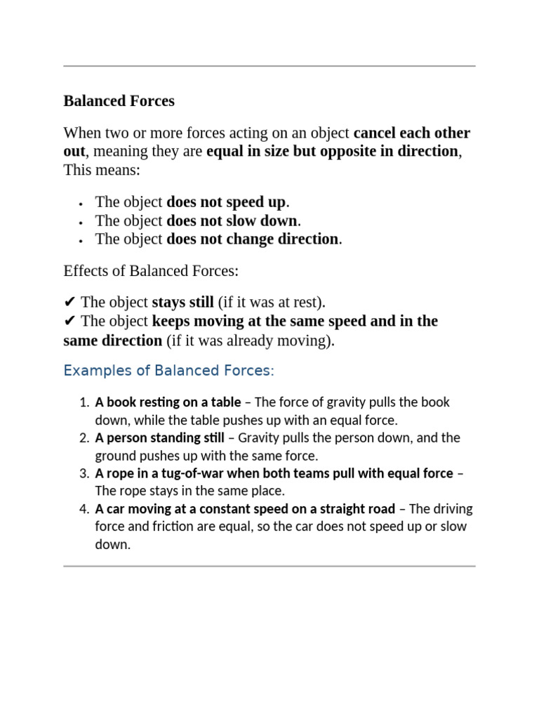 Balanced vs. Unbalanced Forces Explained | PDF | Force | Friction