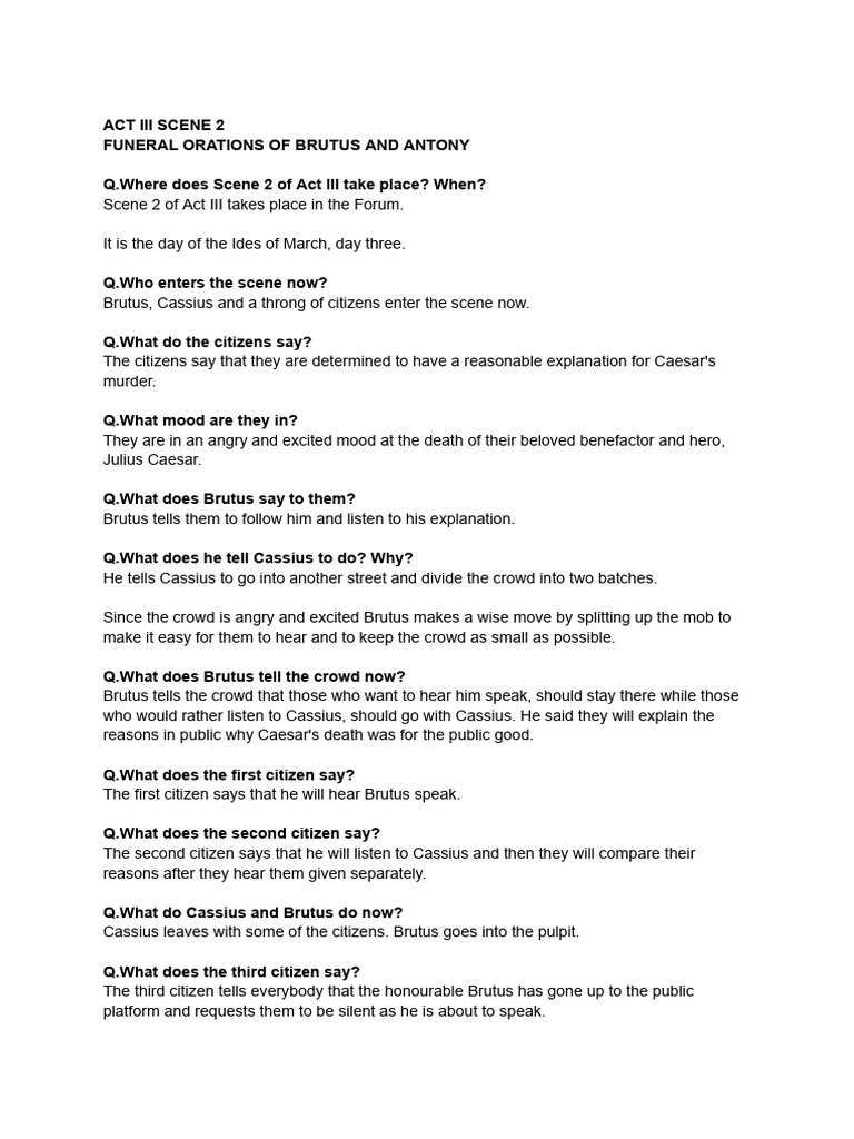 Brutus and Antony's Funeral Orations | PDF | Mark Antony | Julius Caesar