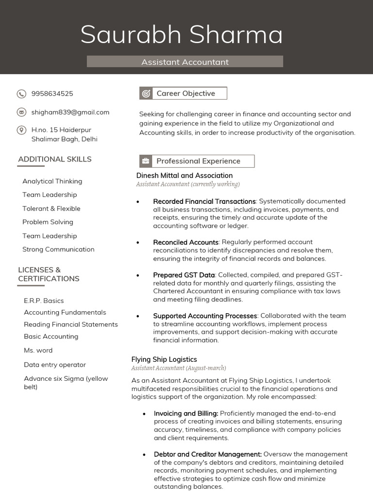 Saurabh Resume | PDF | Accounting | Debits And Credits