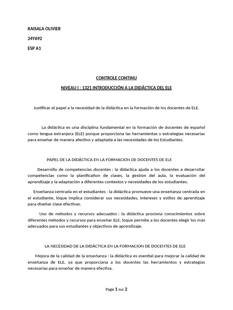 Controle Continu | PDF | Enseñando | Pedagogía