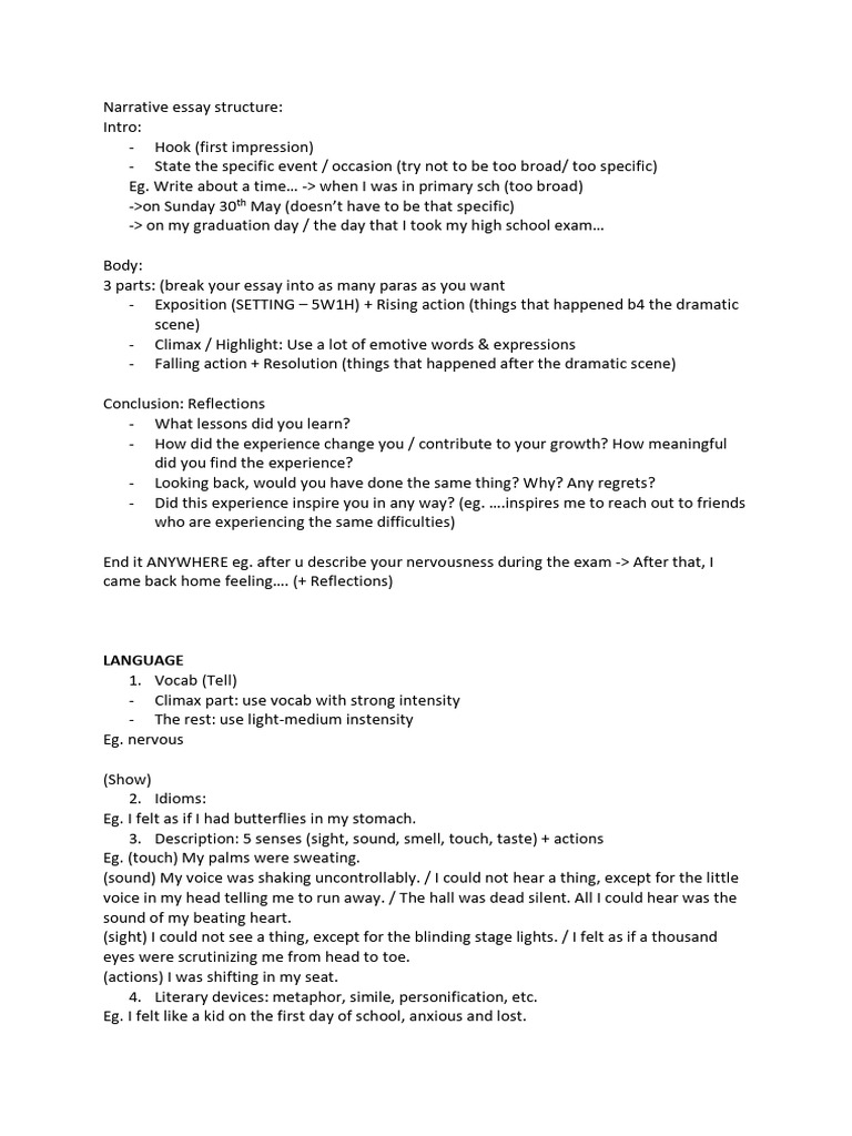 Narrative Essay Structure | PDF