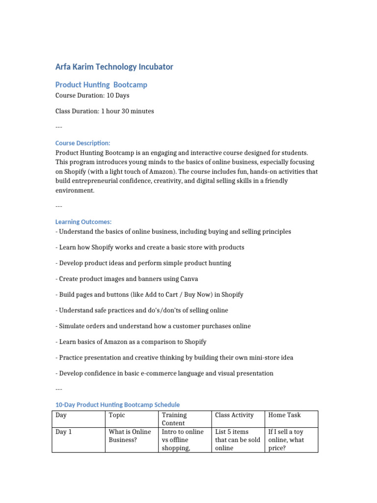 10-Day Product Hunting Bootcamp | PDF | Creativity | Cognition