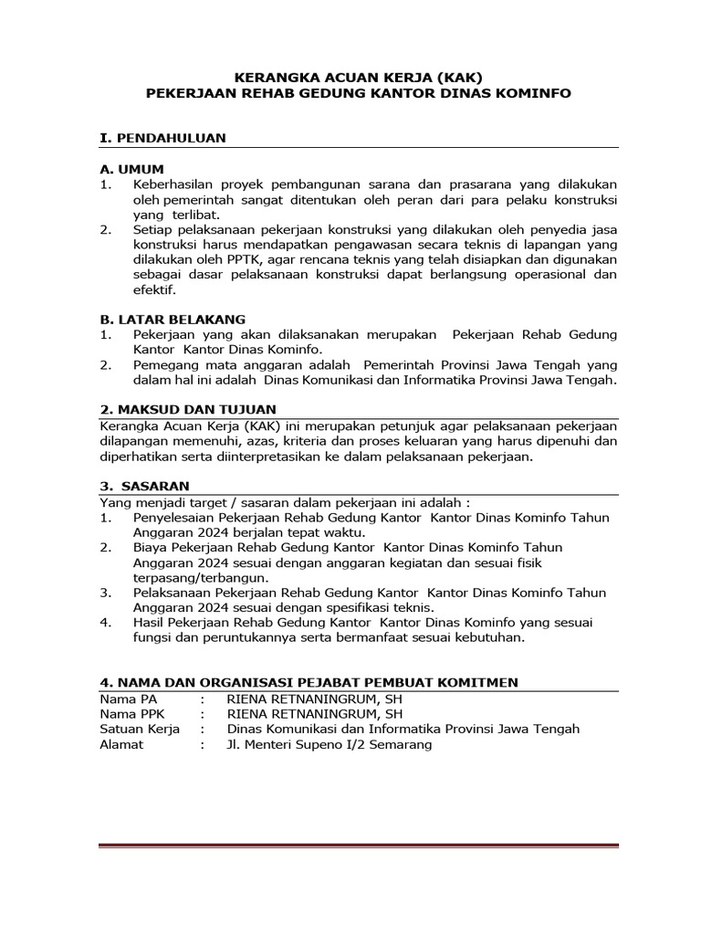KAK Rehab Gedung Kantor Atap Tritisan NAGA PAMUNGKAS | PDF