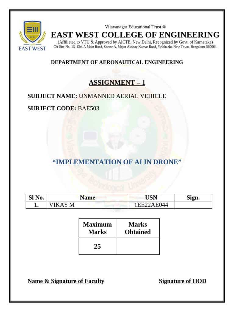 Uav Assn-1 Front Page (VKS) | PDF