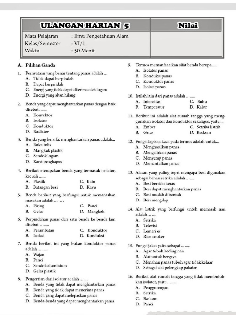 Jawaban Ph5 Ipa 6sd 001 | PDF
