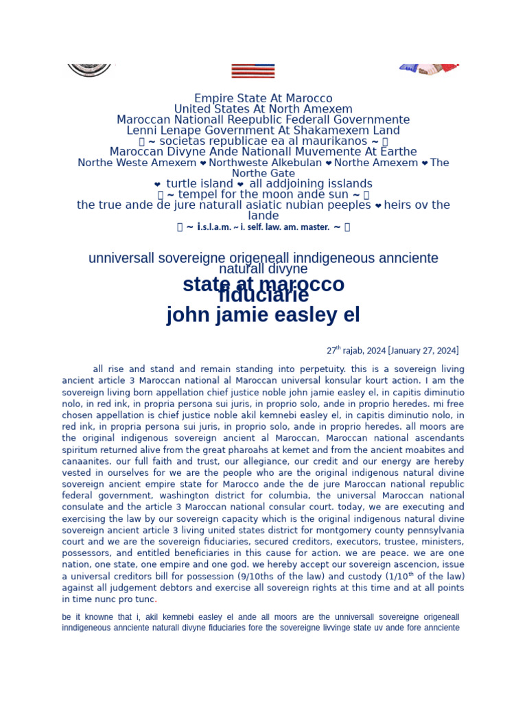 State at Marocco Fiduciarie John Jamie Easley El | PDF