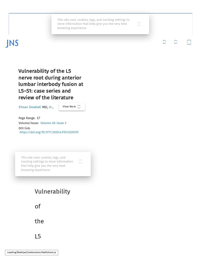 Vulnerability of The L5 Nerve Root During Anterior Lumbar Interbody ...