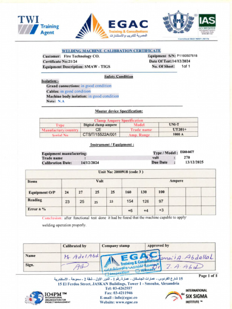 Welding Machine Certificates 1 | PDF