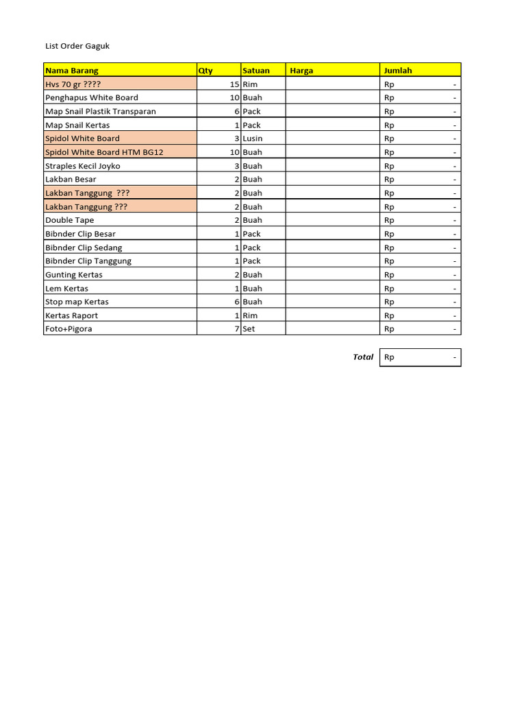 Order Atk Gaguk | PDF