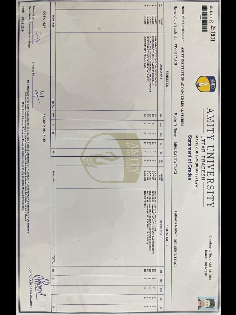 Amity Marksheet.jpg | PDF