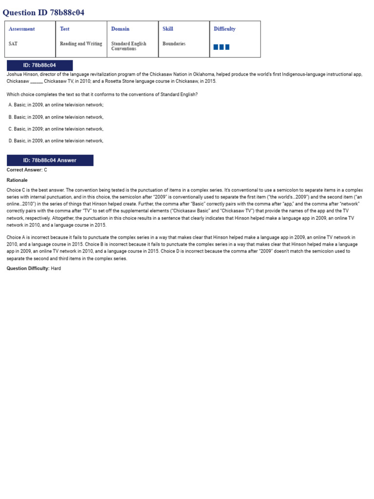 SAT QB English 4th Section SEC Hard | PDF | Comma | Language Mechanics