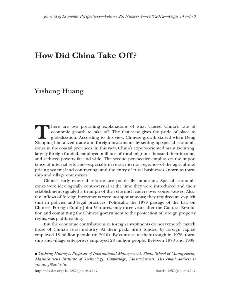 YashengHuang - How China Take Off | PDF | China | World Politics