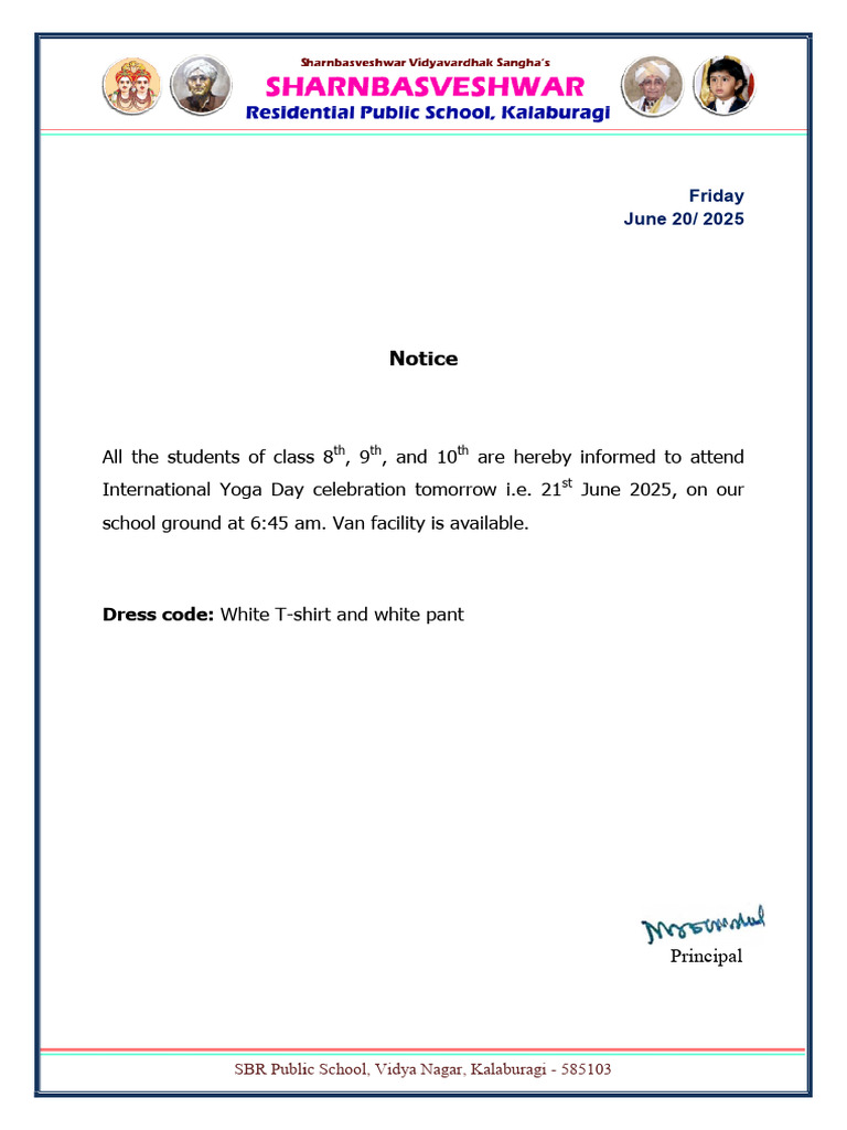 Yoga Day Notice 2025-26 | PDF