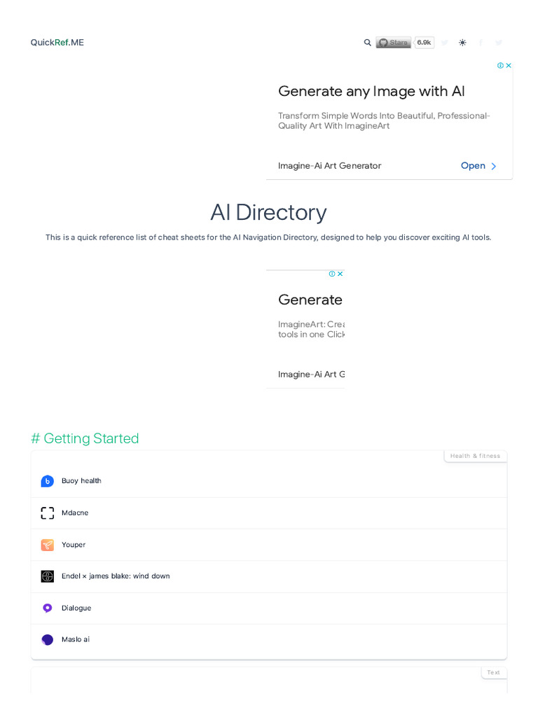 AI Directory Cheat Sheet & Quick Reference | PDF | Artificial ...