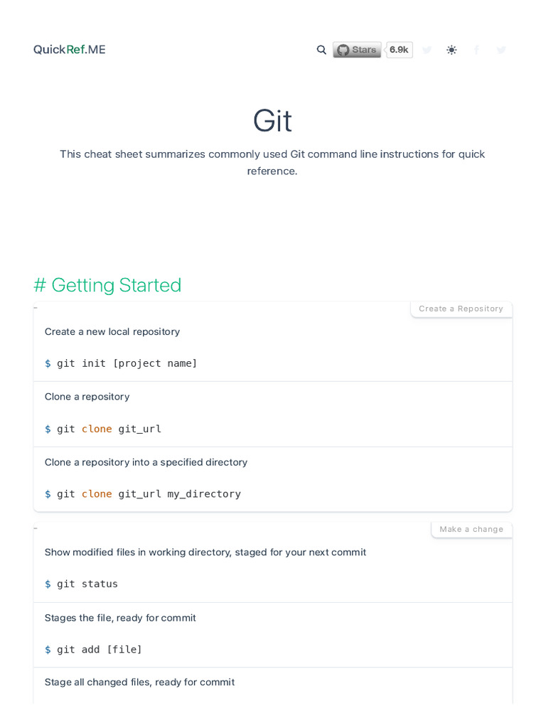 Git Command Cheat Sheet & Quick Reference | PDF | Computer File | Operating System Families