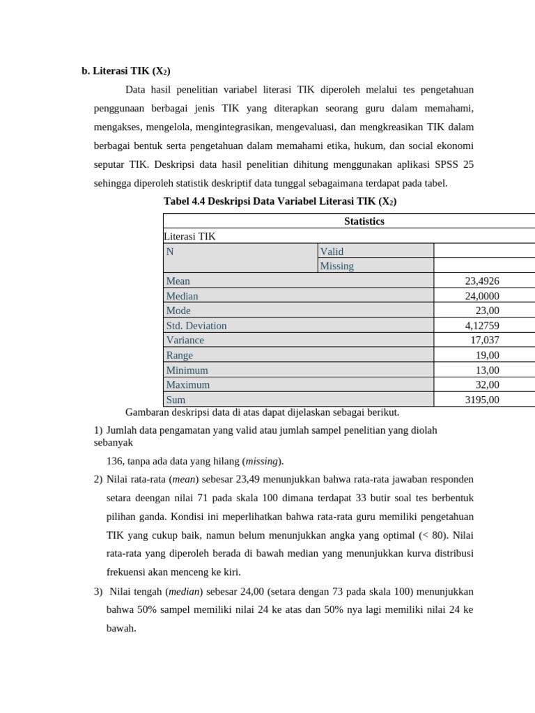Contoh Interpretasi Analisis Deskriptif Data SPSS | PDF