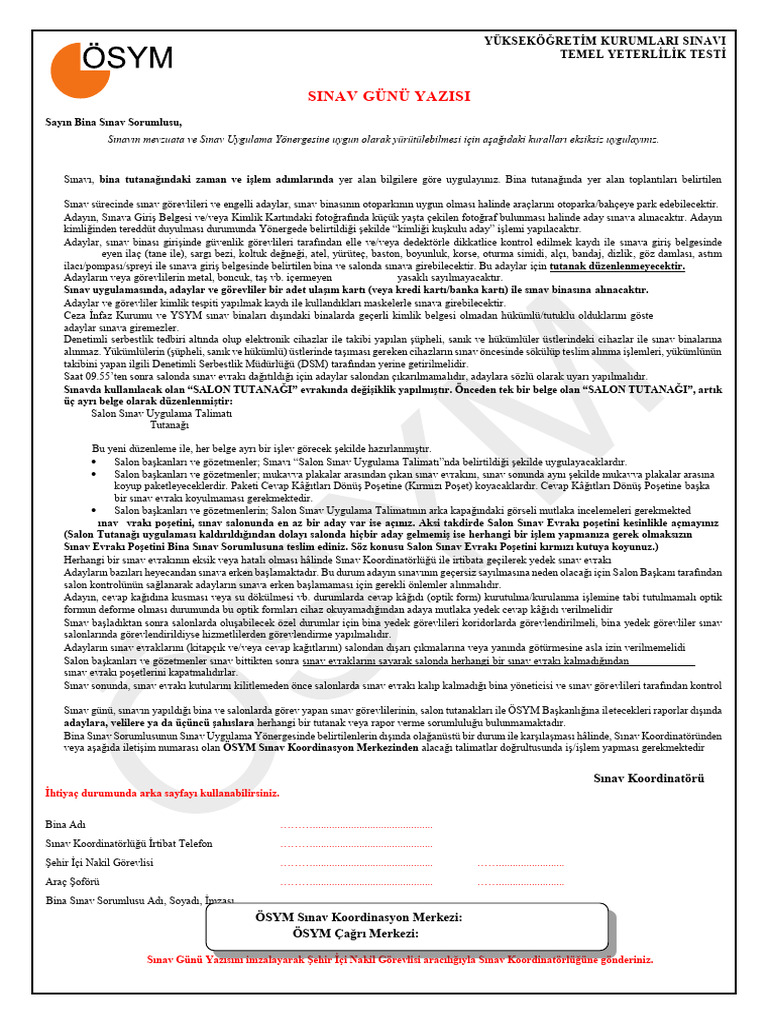 Sinav Gunu Yazisi | PDF
