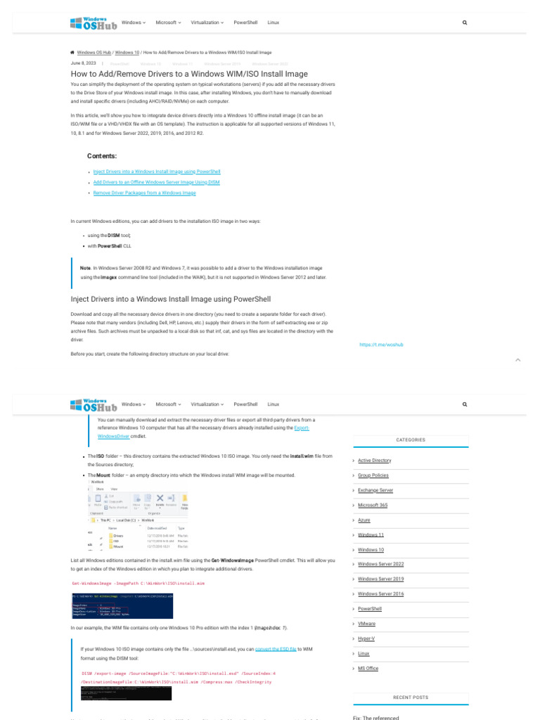 How To Add - Remove Drivers To A Windows WIM - ISO Install Image - W | PDF | Microsoft Windows ...