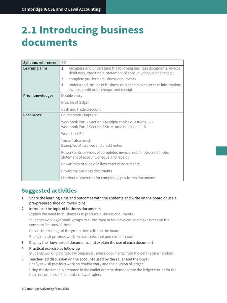 2.1 Introducing Business Documents | PDF | Pro Forma | Debits And Credits