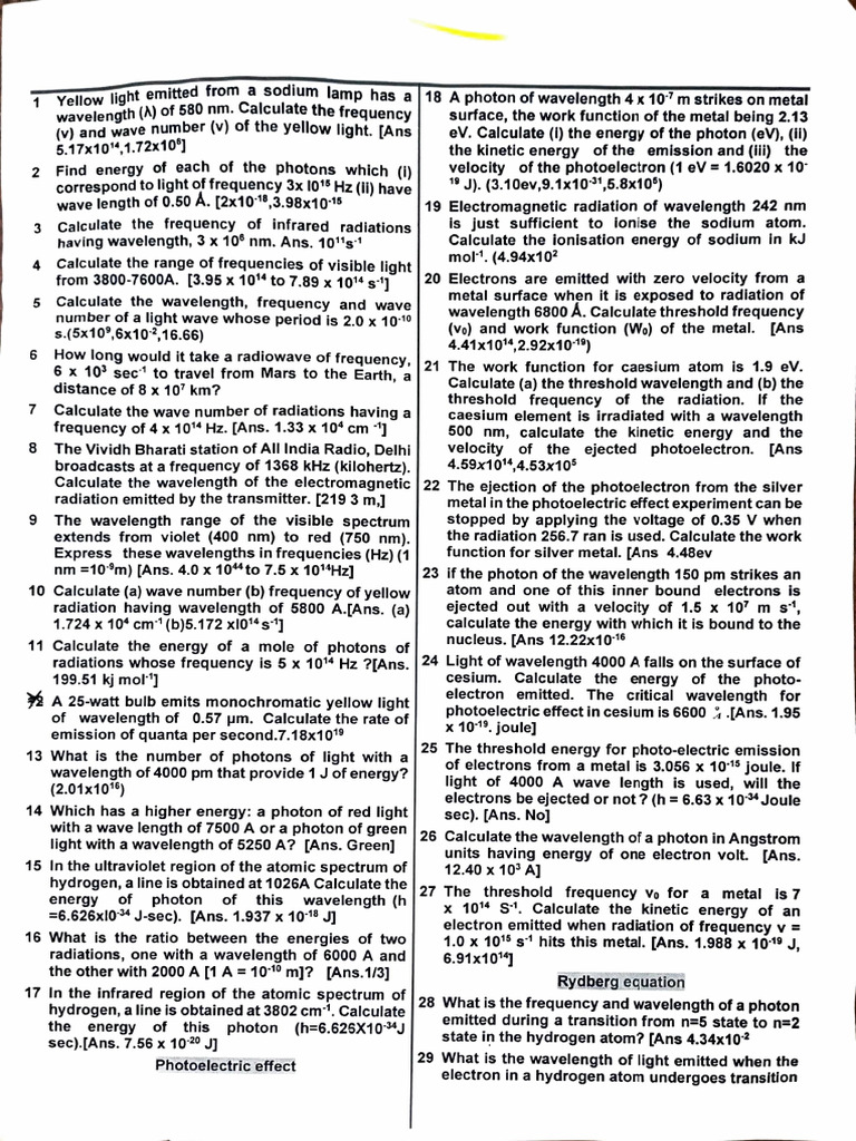 Atomic Structure Revision Sheet | PDF | Atomic Orbital | Photoelectric ...
