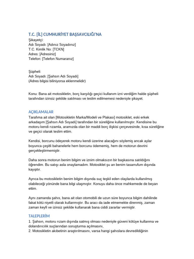 Guncel Sikayet Dilekcesi | PDF