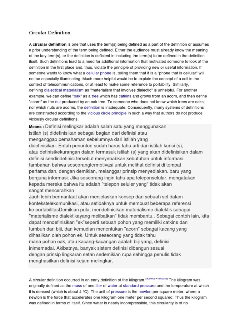 Circular Definition | PDF | Linguistik | Semiotika