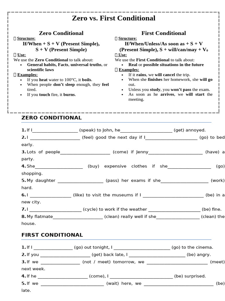 Zero and First Conditional 141789 | PDF