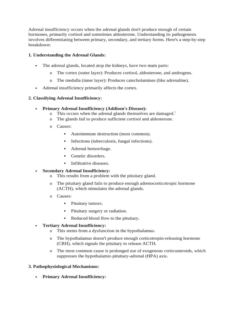 Pathogenesis of Adrenal Insufficiency | PDF | Adrenal Gland | Adrenocorticotropic Hormone