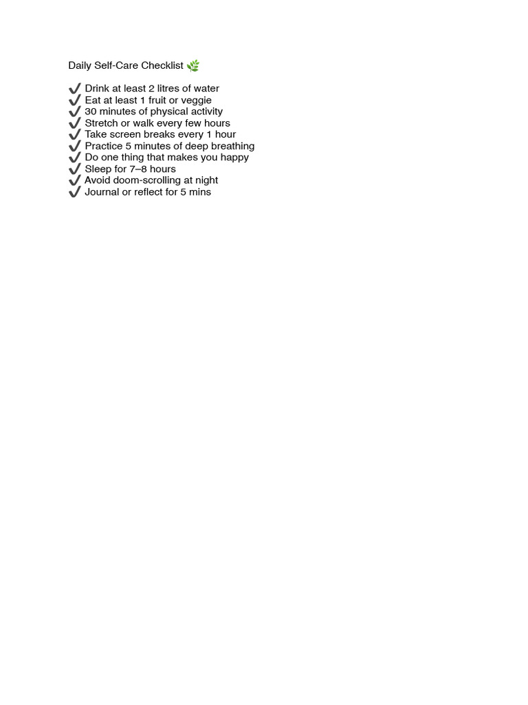 Daily Self-Care Checklist | PDF