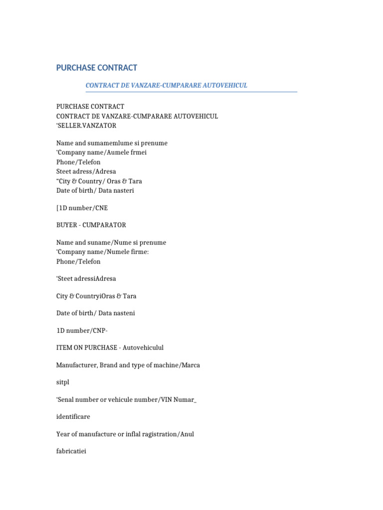 Purchase Contract | PDF