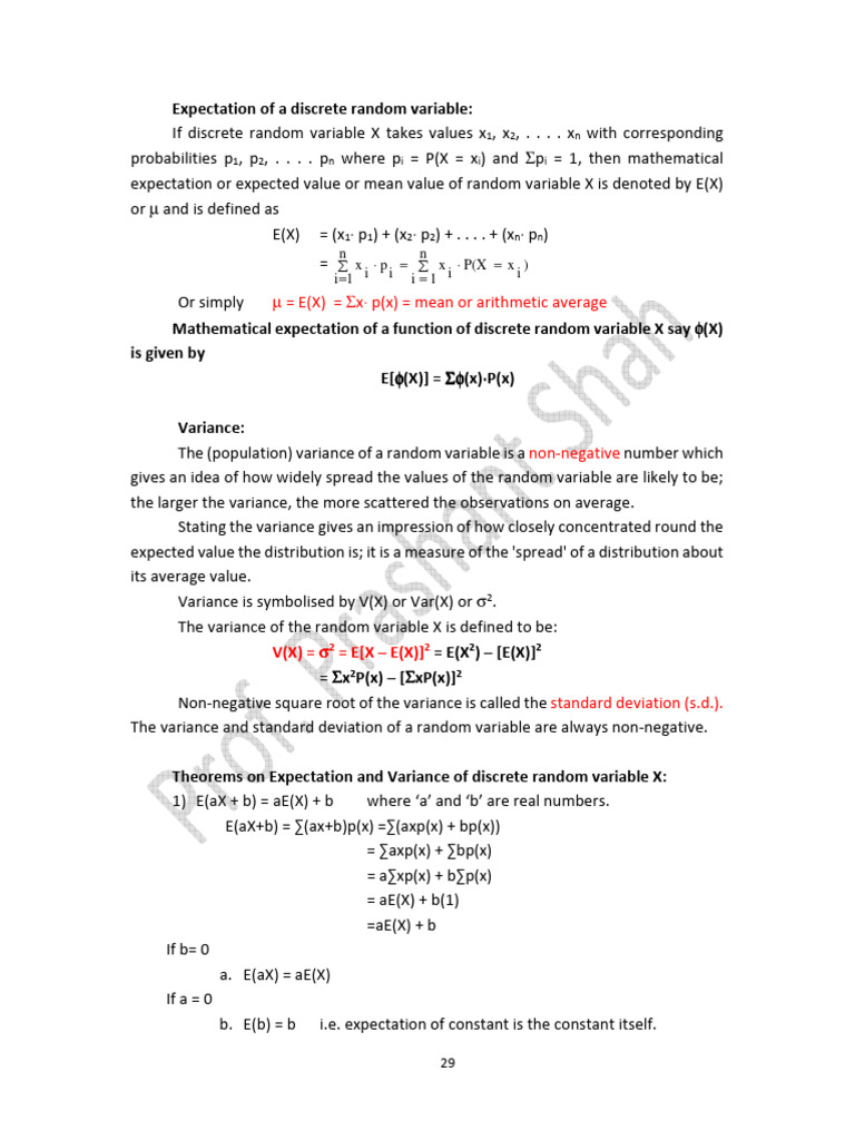 15-Theorems On Expectation and Variance of Discrete Random Variable and ...
