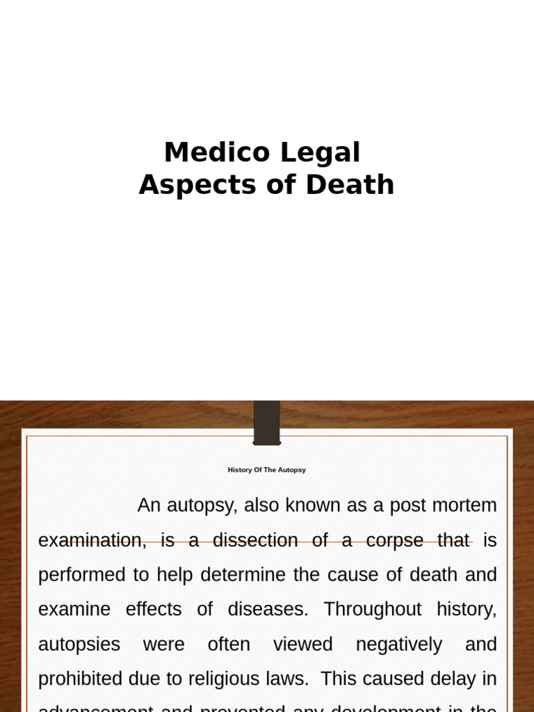 Medico Legal Aspects of Death | PDF | Decomposition | Autopsy