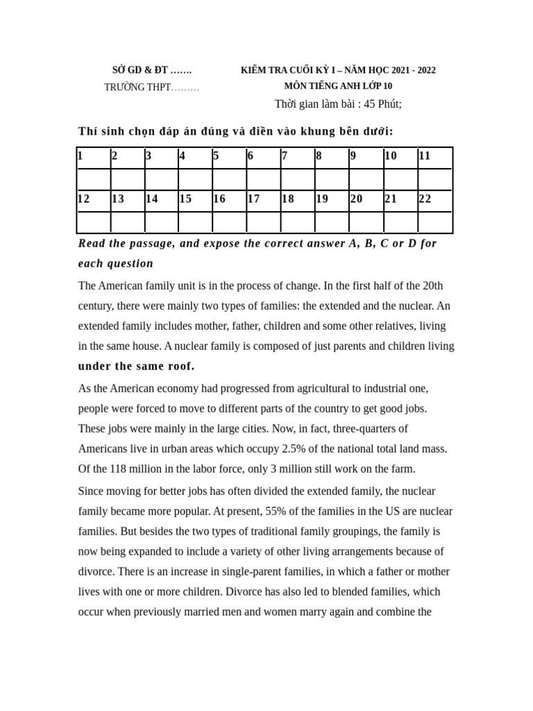 English Test for 10th Grade Students | PDF