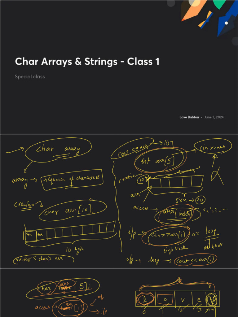Char Arrays Strings Class 1 With Anno | PDF