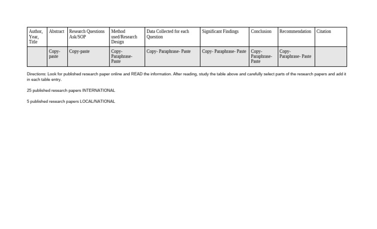 Research Matrix Template | PDF
