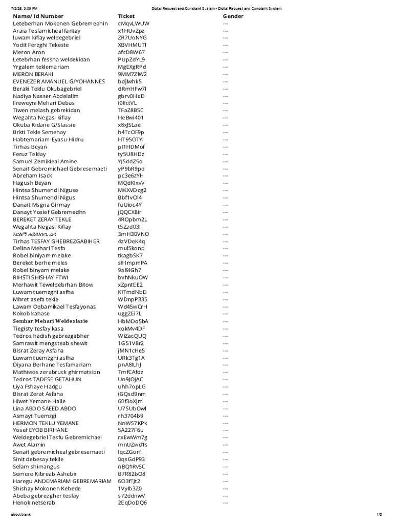 03 July 2025, For ID Card (Fayda) 1 | PDF