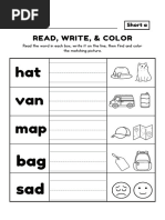 CVC Fluency Sentences Read and Color Short U Words Worksheet ...