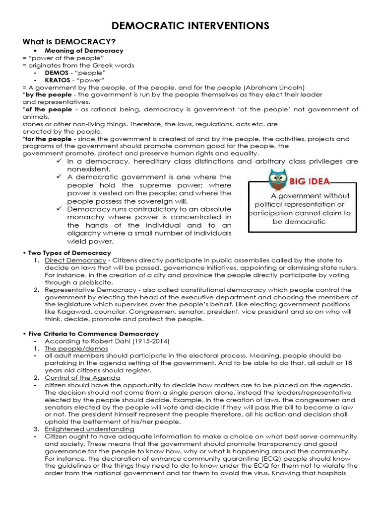 Understanding Democracy: Key Concepts and Types | PDF | Elections ...
