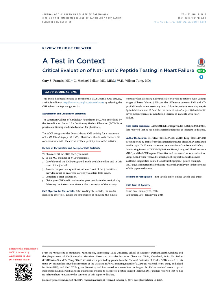 Natriuretic Peptide Testing in Heart Failure | PDF | Cardiovascular ...