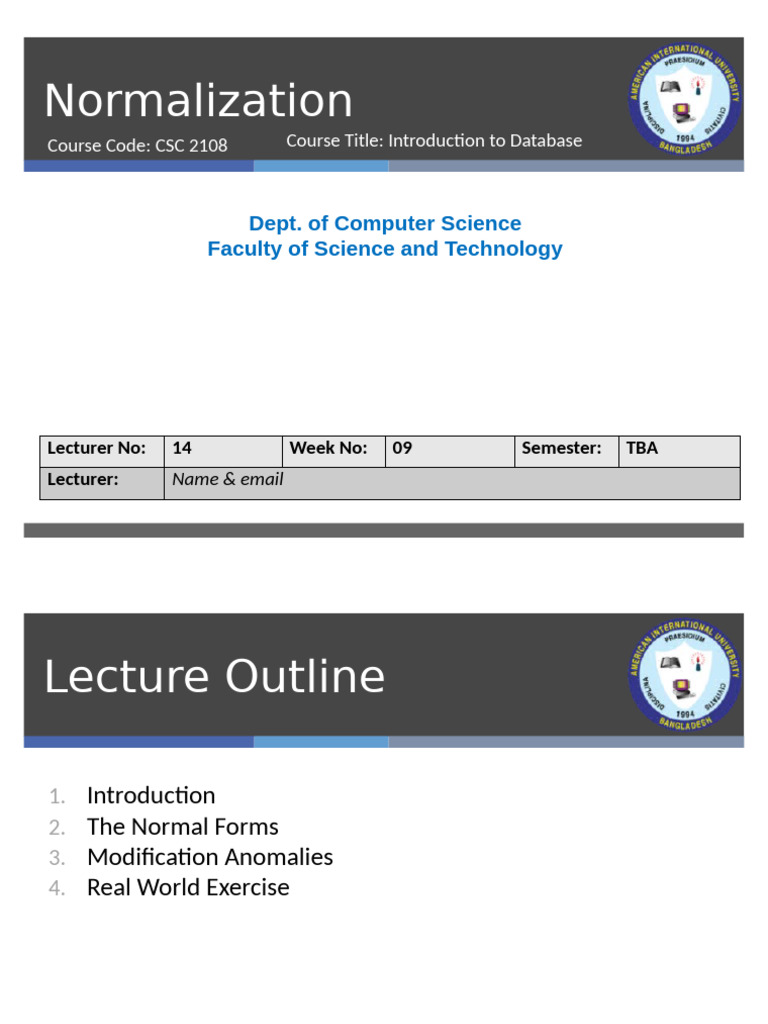 SP 23 24 Lecture15 IDB | PDF | Information Science | Information Technology