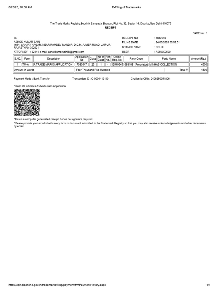 AcknowlegeSlip25062510093871867minhas Collection Final Reciept | PDF